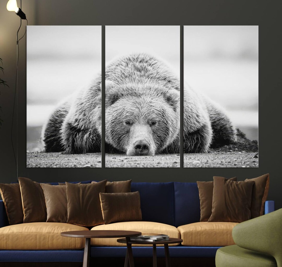 Lazy Bear Canvas Wall Art, Wildlife Animal Canvas Print, Black Bear ...