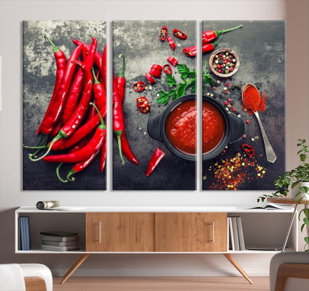Red Chili Pepper Wall Art, Red Pepper Canvas Print, Kitchen Art ...