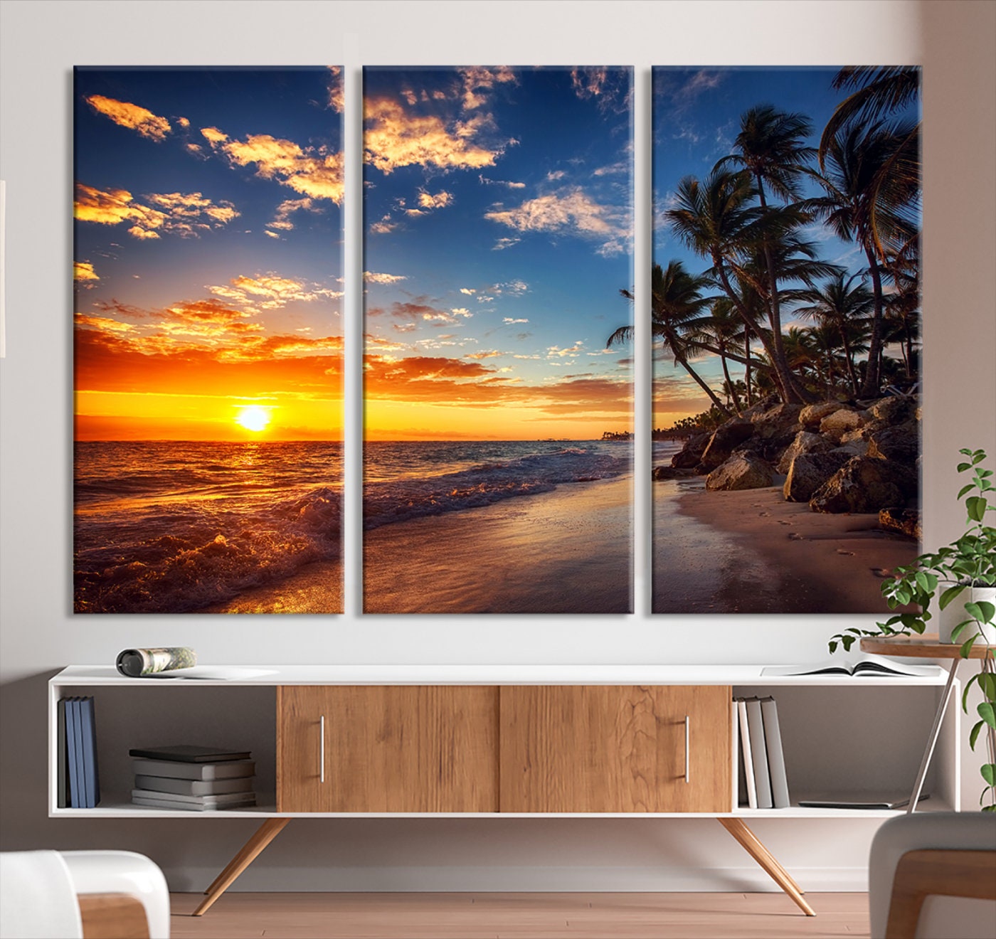 Tropical Beach Landscape, Summer Art Canvas, Exotic Wall Art, Beach ...
