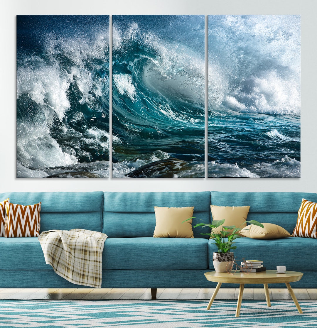 Big Storm Wave on Ocean Wall Art Canvas Print - Etsy