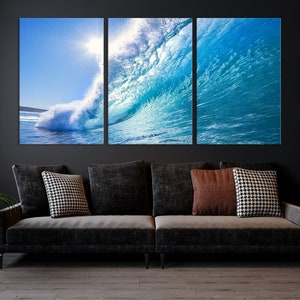 Ocean Wave Triptych Canvas Print – Coastal Beach House Wall Art - Etsy