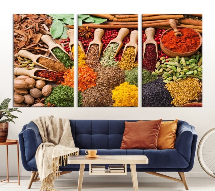Colorful Spices Wall Art, Kitchen Wall Decor, Food Wall Art, Restaurant ...