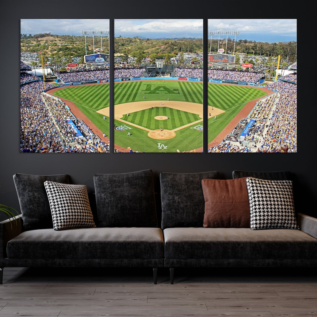 Dodgers Baseball Stadium Wall Art Canvas Print - Multi Panel - Ready to ...