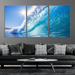 Ocean Wave Triptych Canvas Print – Coastal Beach House Wall Art - Etsy