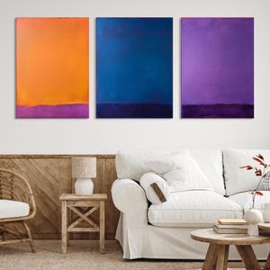 Mark Rothko Style Abstract Sunset Color Block Canvas Wall Art - Vibrant ...
