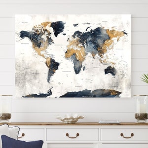 Colorful World Map Wall Art Canvas Print for Home and Office Decoration ...
