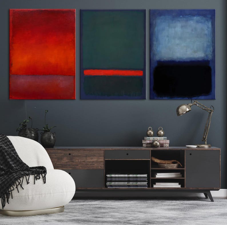 Mark Rothko Set of 3 Reproduction Canvas Wall Art Print, Rothko ...