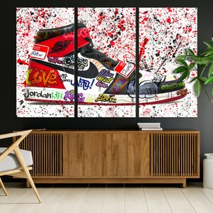 Jordan Graffiti Canvas Wall Art, Air Jordan Mid 1 Graffiti Wall Art ...