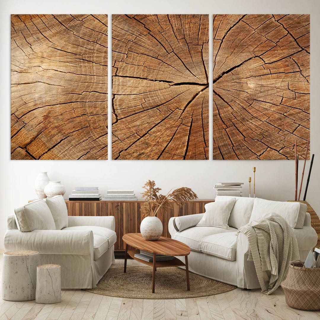 Wood Wall Art Tree Ring Canvas Wood Texture Print Wood Decor Modern Art ...