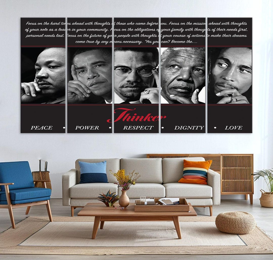 Thinker Wall Art, Martin, Obama, Malcolm X, Mandela, Marley, Thinker ...