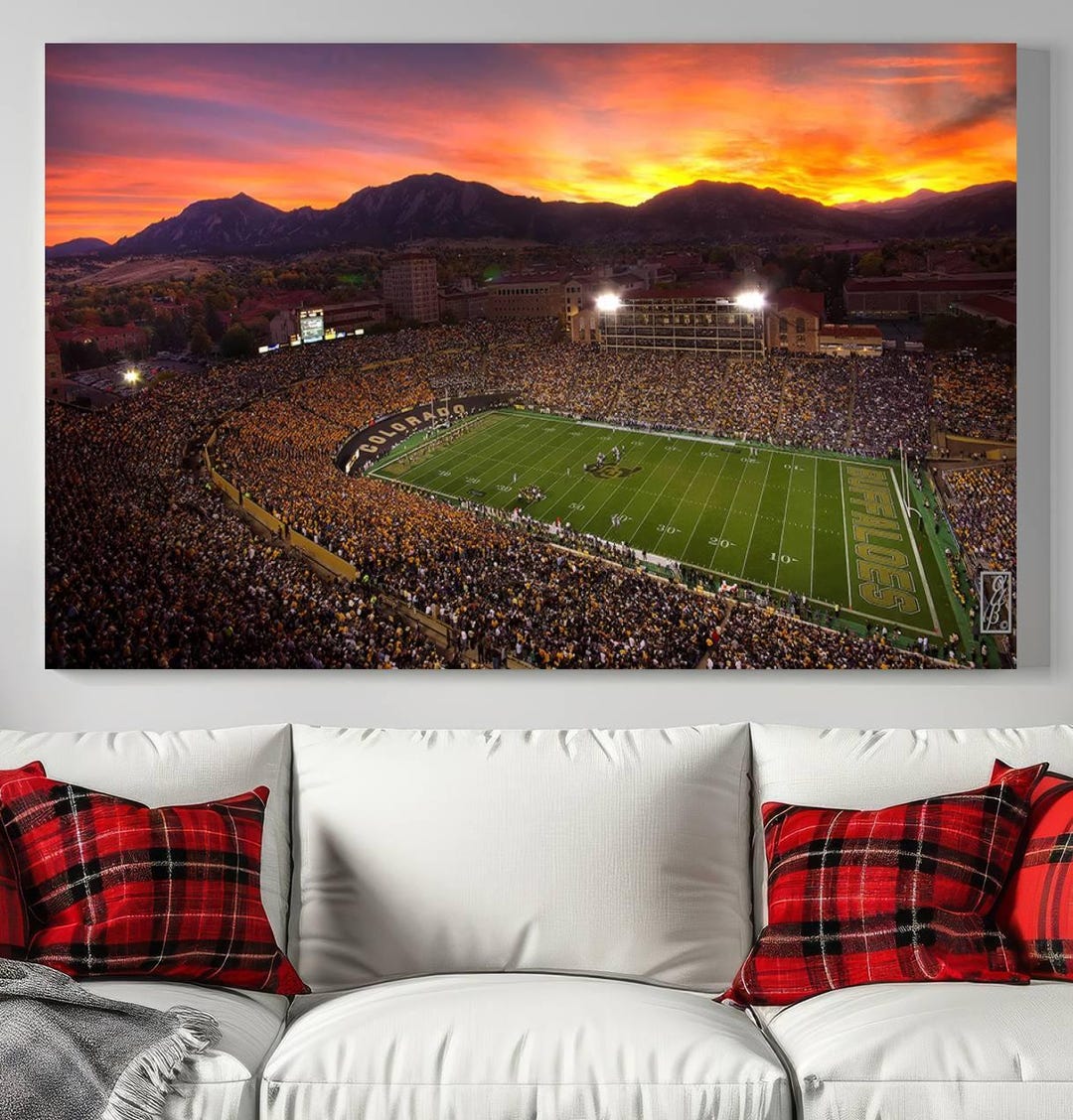 Folsom Field Stadium Canvas Wall Art - Game Day View Mountain Backdrop ...
