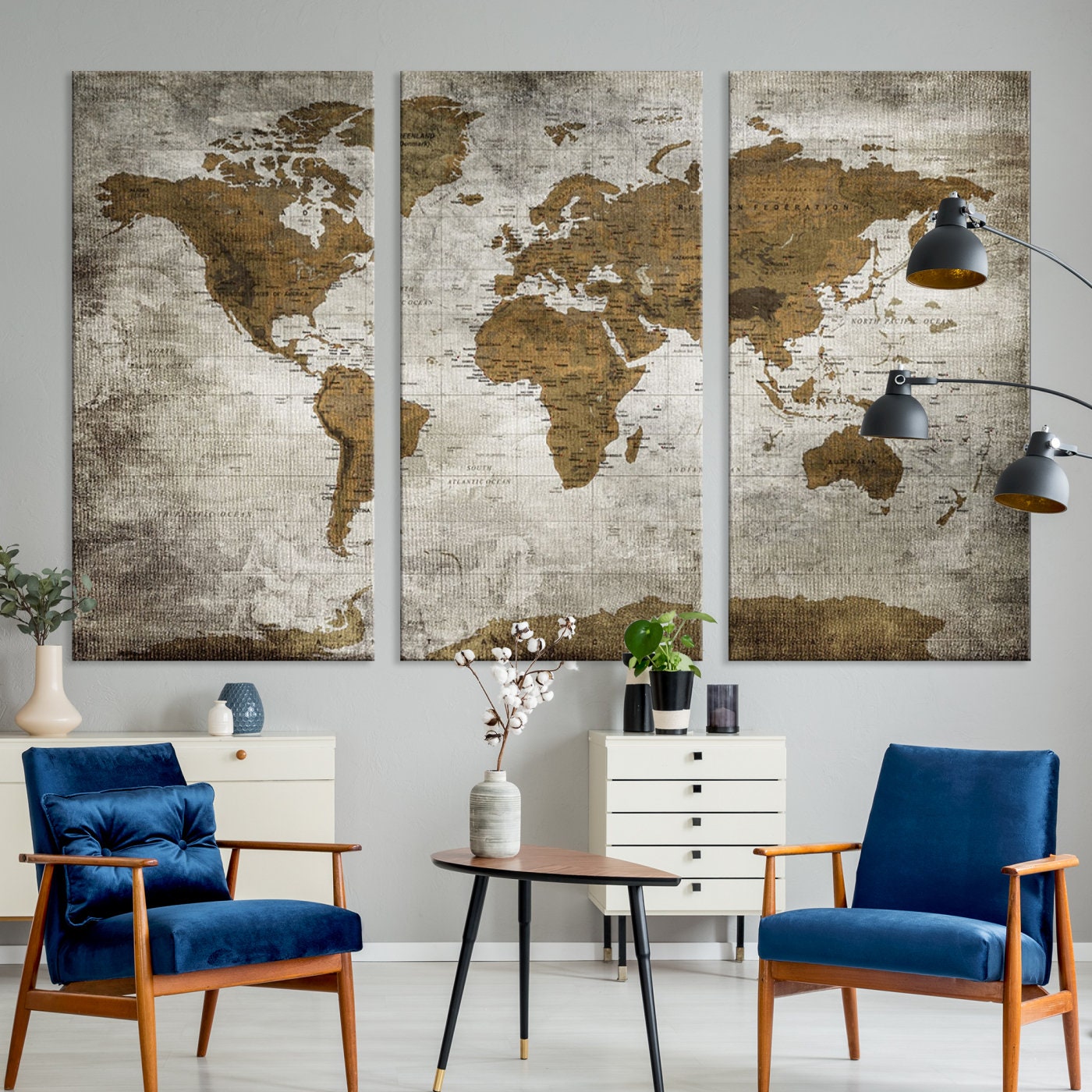 Old Style World Map Wall Art Print Vintage World Map on Canvas Gallery ...