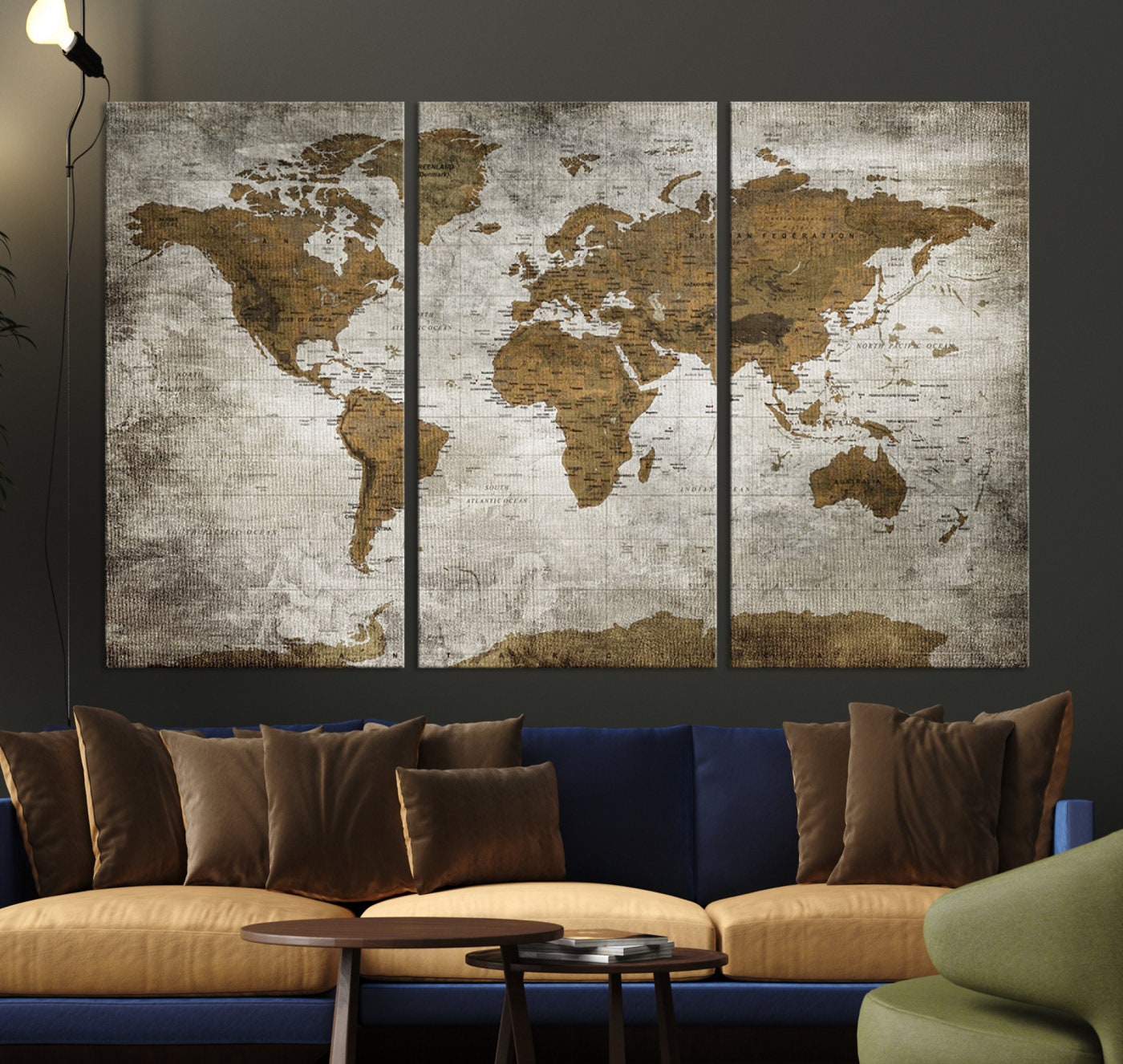 Old Style World Map Wall Art Print Vintage World Map on Canvas Gallery ...