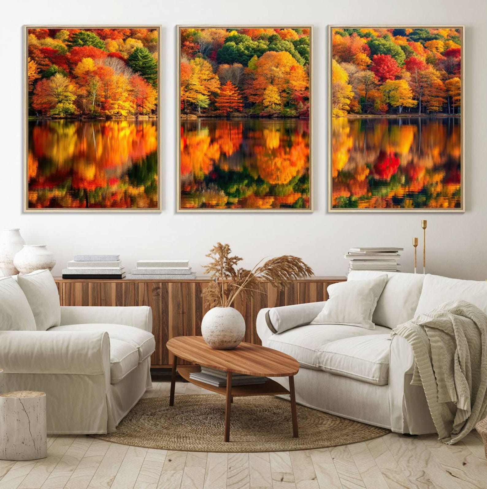 Vibrant Autumn Reflection Canvas Print, Stunning Fall Foliage Wall Art ...