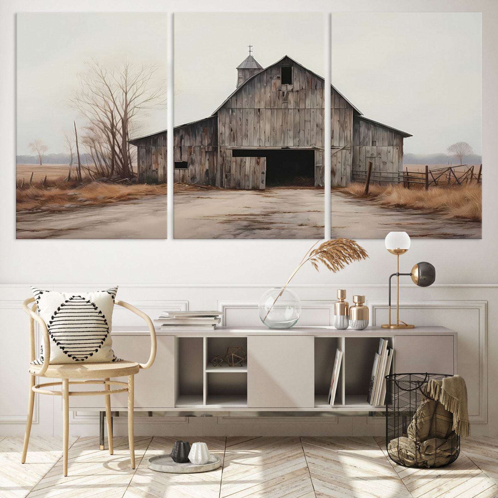 Barn Wall Art Canvas Print for Farmhouse Wall Decor, Framed Western ...
