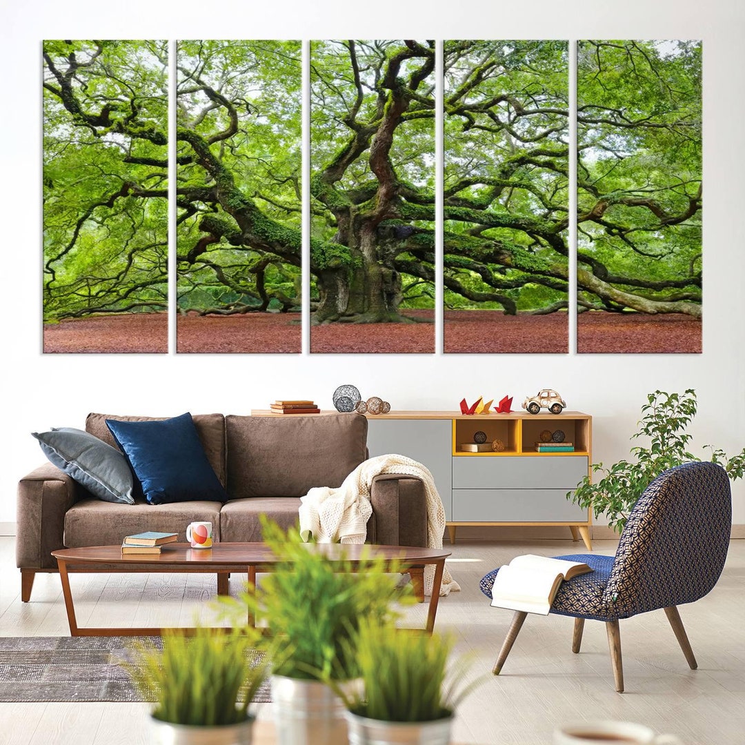 Angel Oak Tree Canvas Print, Triptych Nature Landscape Art, Oak Tree ...