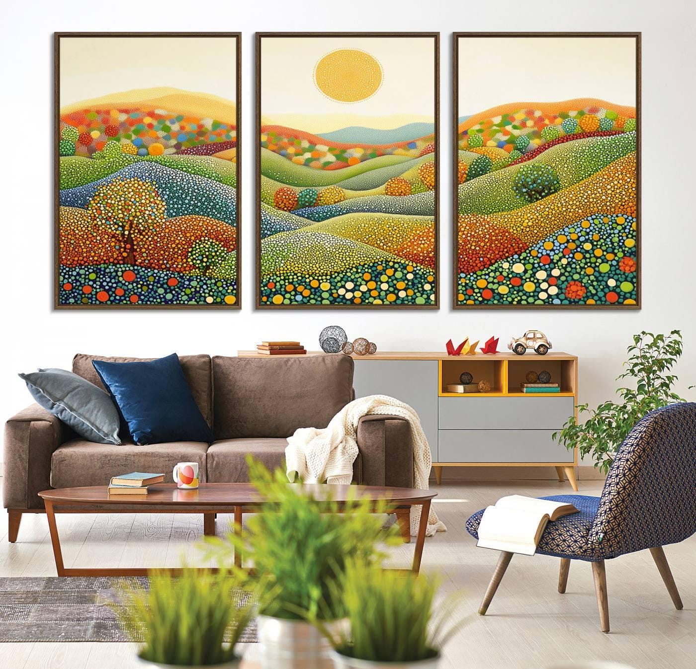 YAYOI KUSAMA Pointillism Dot Art Landscape Canvas, Kusama Abstract ...