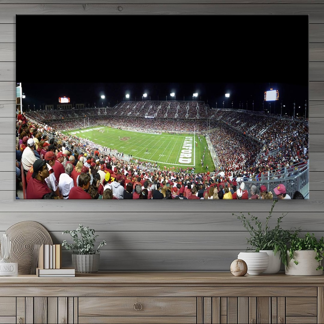 Stanford Stadium Canvas Wall Art Panoramic Night Football Game View ...