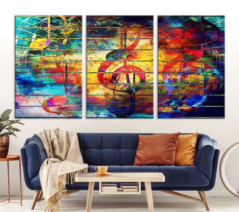 Abstract Music Note Wall Art, Multi Panel Canvas Print - Etsy
