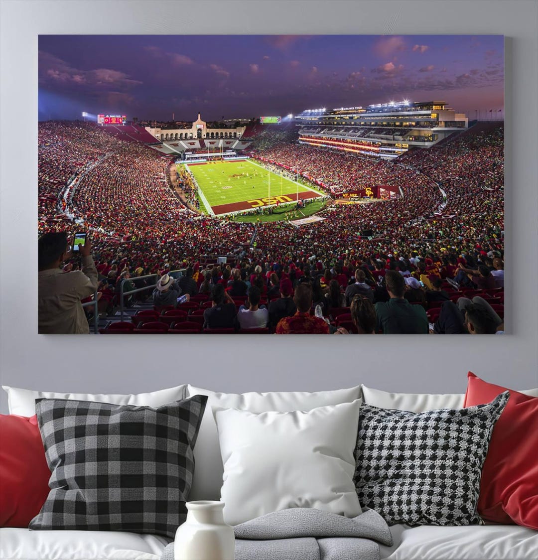 Los Angeles Memorial Coliseum Canvas Wall Art - Football Game Night ...