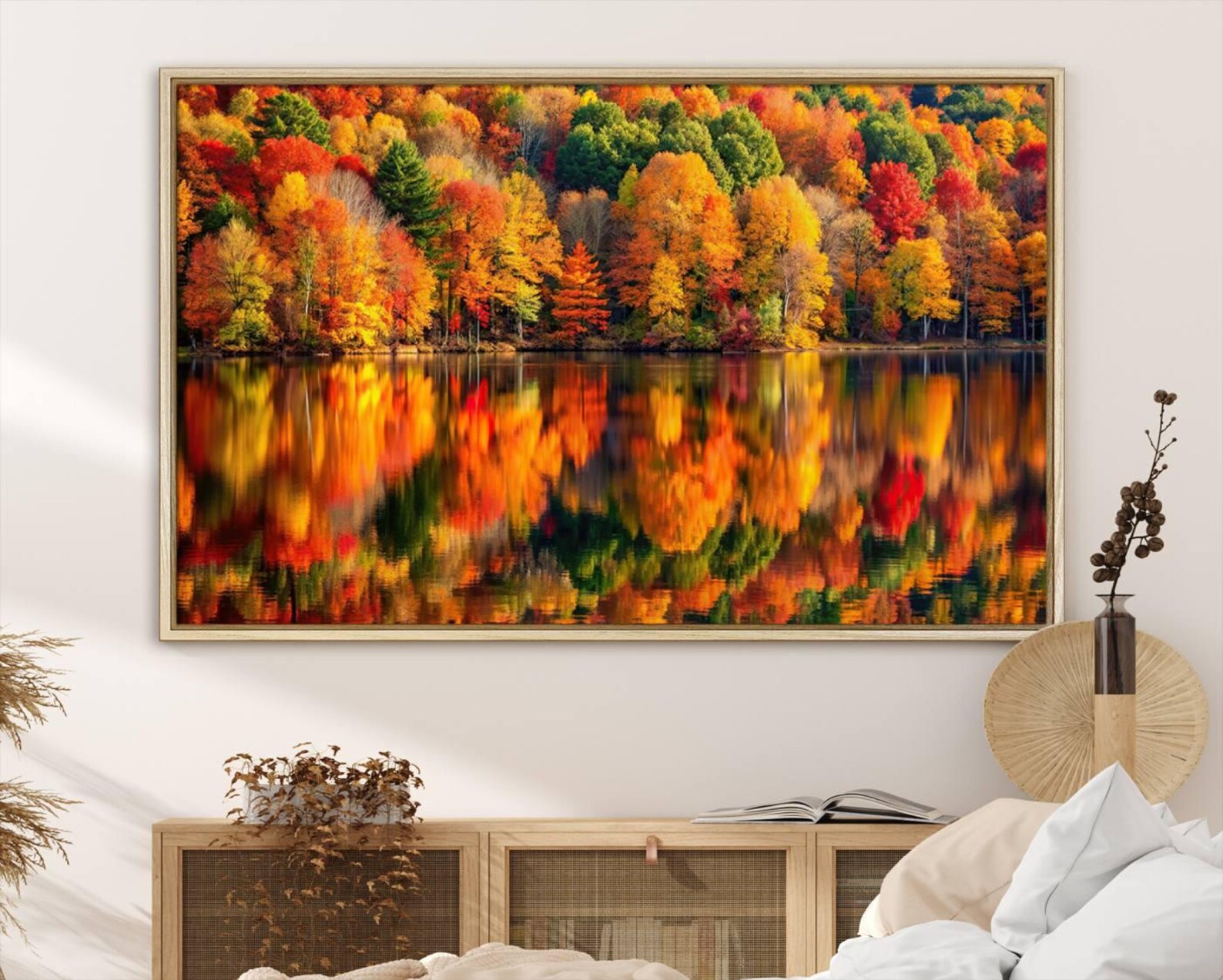 Vibrant Autumn Reflection Canvas Print, Stunning Fall Foliage Wall Art ...