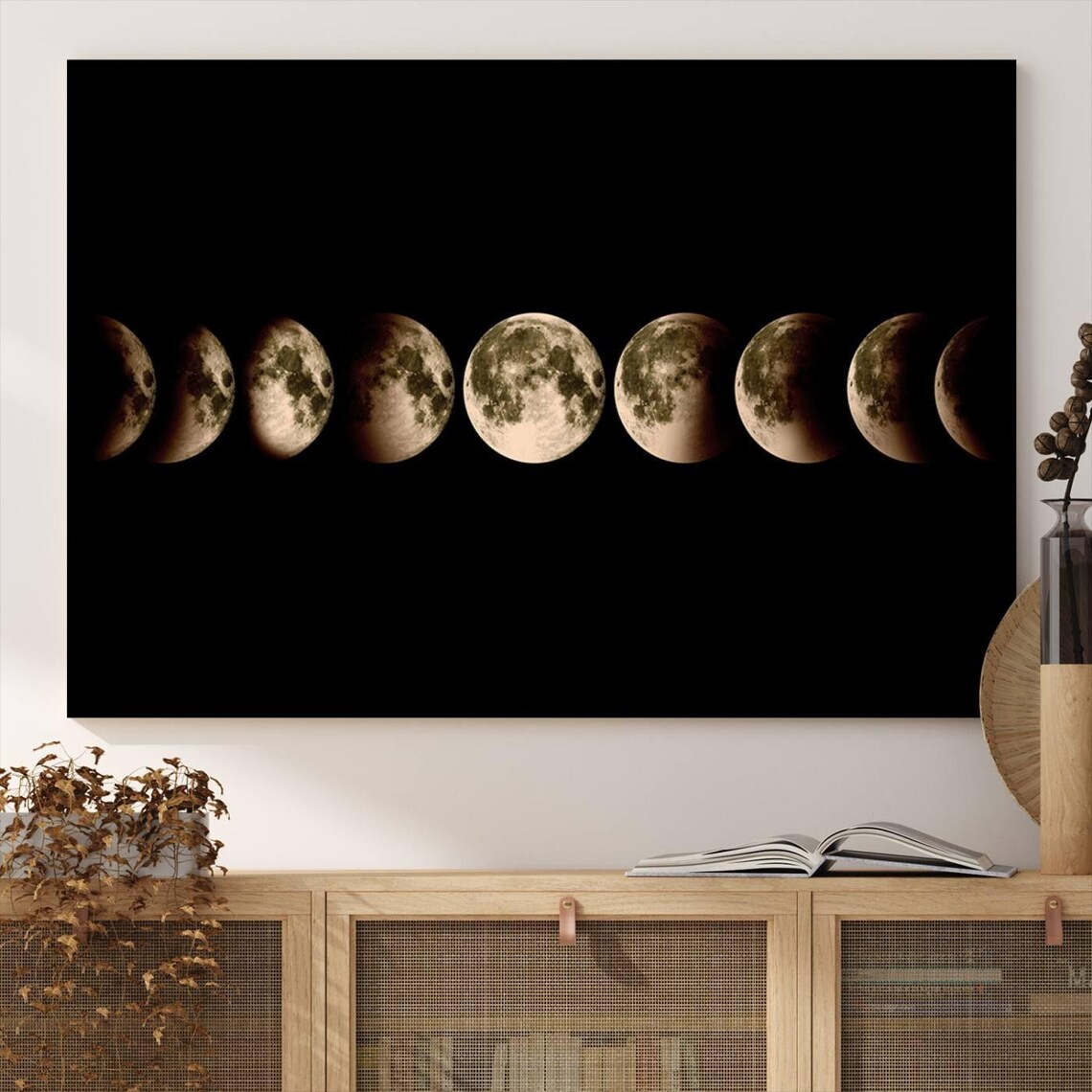 Moon Wall Art Canvas Print, Moon Phases Canvas Wall Art Print, Lunar ...