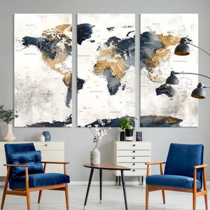 Colorful World Map Wall Art Canvas Print for Home and Office Decoration ...