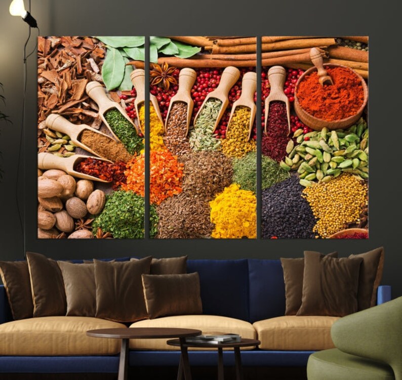 Colorful Spices Wall Art, Kitchen Wall Decor, Food Wall Art, Restaurant ...