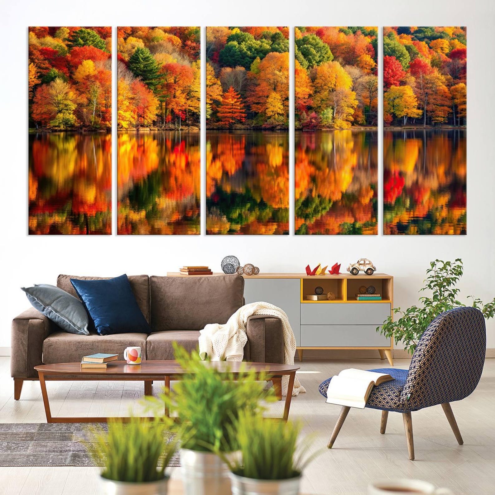 Vibrant Autumn Reflection Canvas Print, Stunning Fall Foliage Wall Art ...