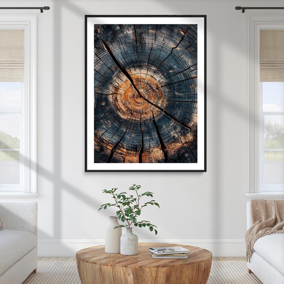 Tree Rings Wall Art Canvas Print, Rustic Wood Canvas Wall Art, Framed ...