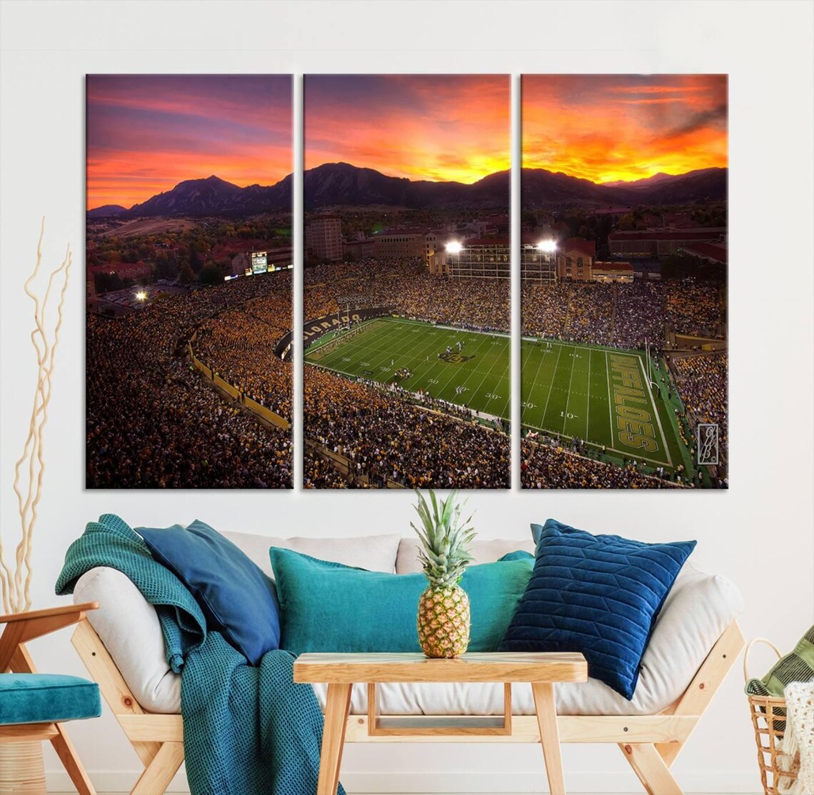 Folsom Field Stadium Canvas Wall Art - Game Day View Mountain Backdrop ...
