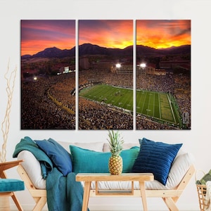 Folsom Field Stadium Canvas Wall Art - Game Day View Mountain Backdrop ...