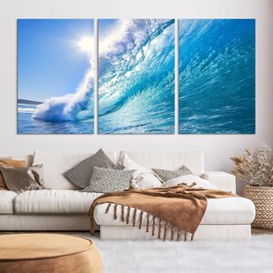 Ocean Wave Triptych Canvas Print – Coastal Beach House Wall Art - Etsy