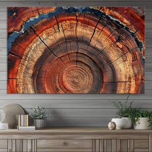 Wood Tree Ring Wall Art, Rustic Wood Wall Art, Canvas Print Wall Decor ...