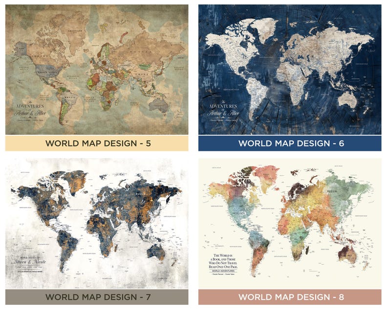 Custom World Map Canvas Print, Map of the World, Personalized World Map ...