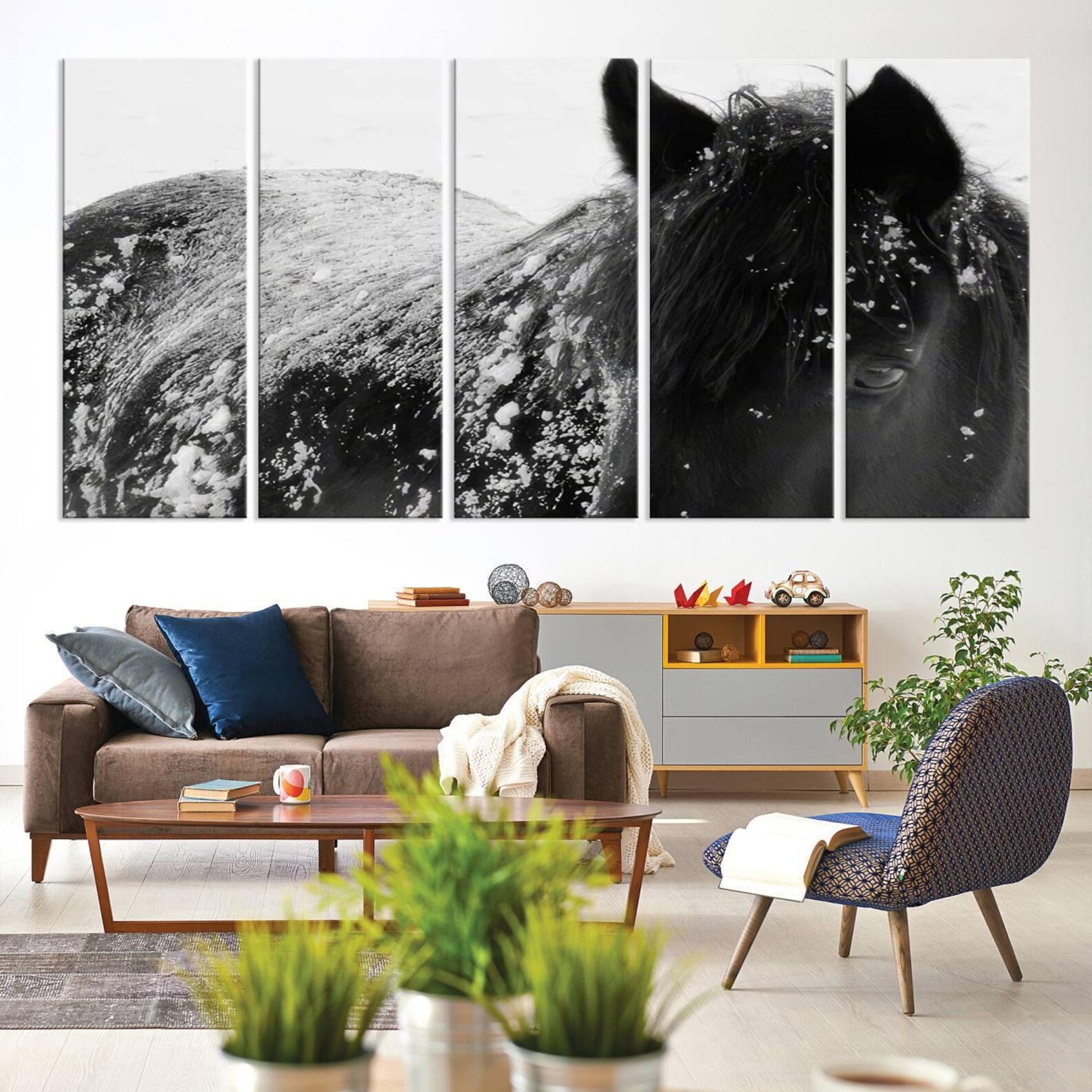 Horse Wall Art Canvas Print for Farm House Wall Decor, Winter Horse Art ...
