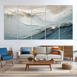 Waves Abstract Wall Art Print, Modern Nautical Canvas Print, Framed ...