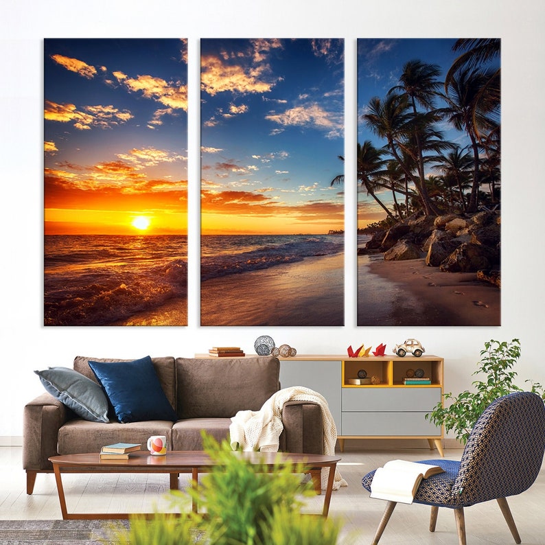 Tropical Beach Landscape, Summer Art Canvas, Exotic Wall Art, Beach ...