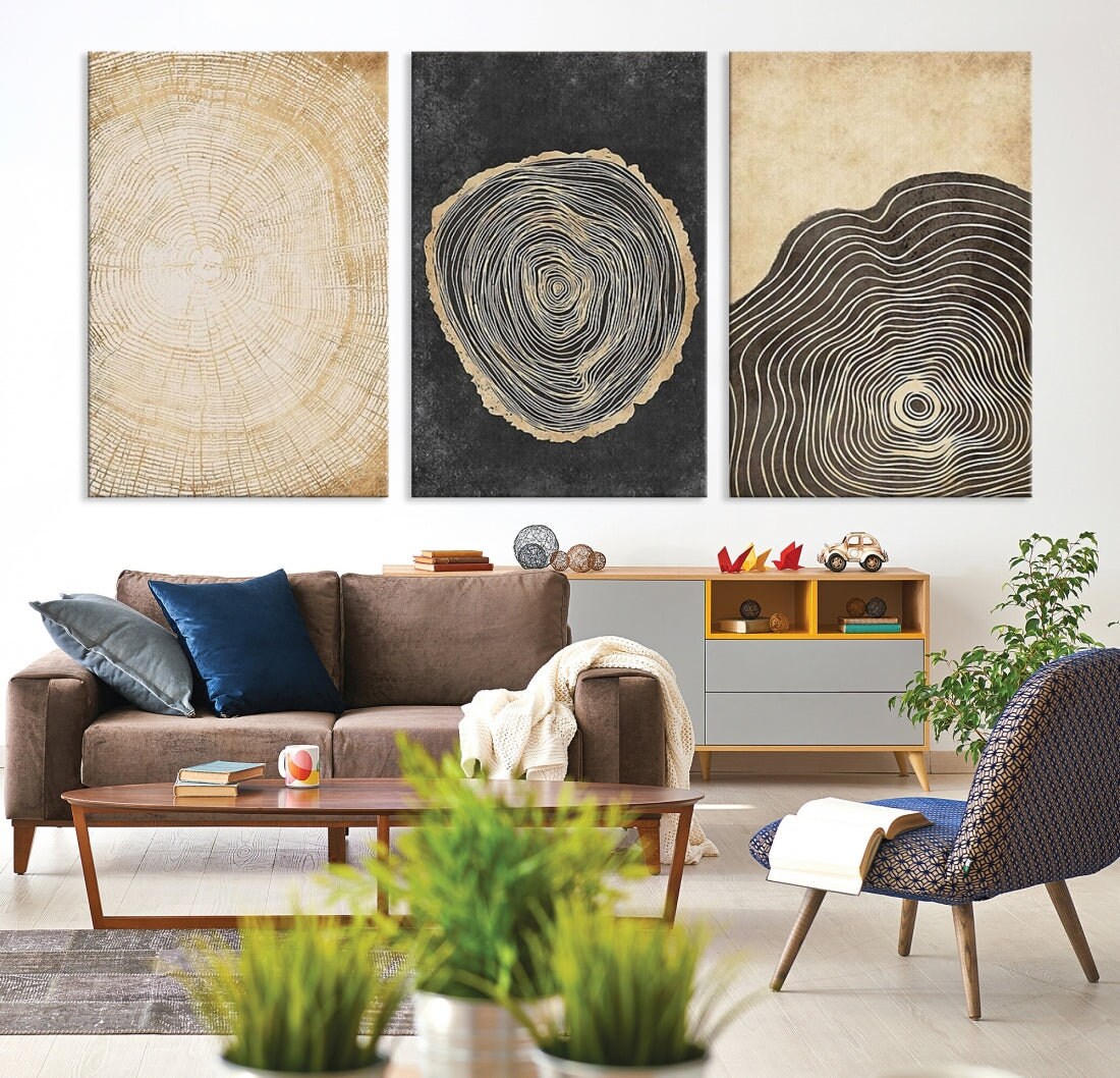 Wood Canvas Print Wall Art Wood Tree Rings Abstract Illustrations ...
