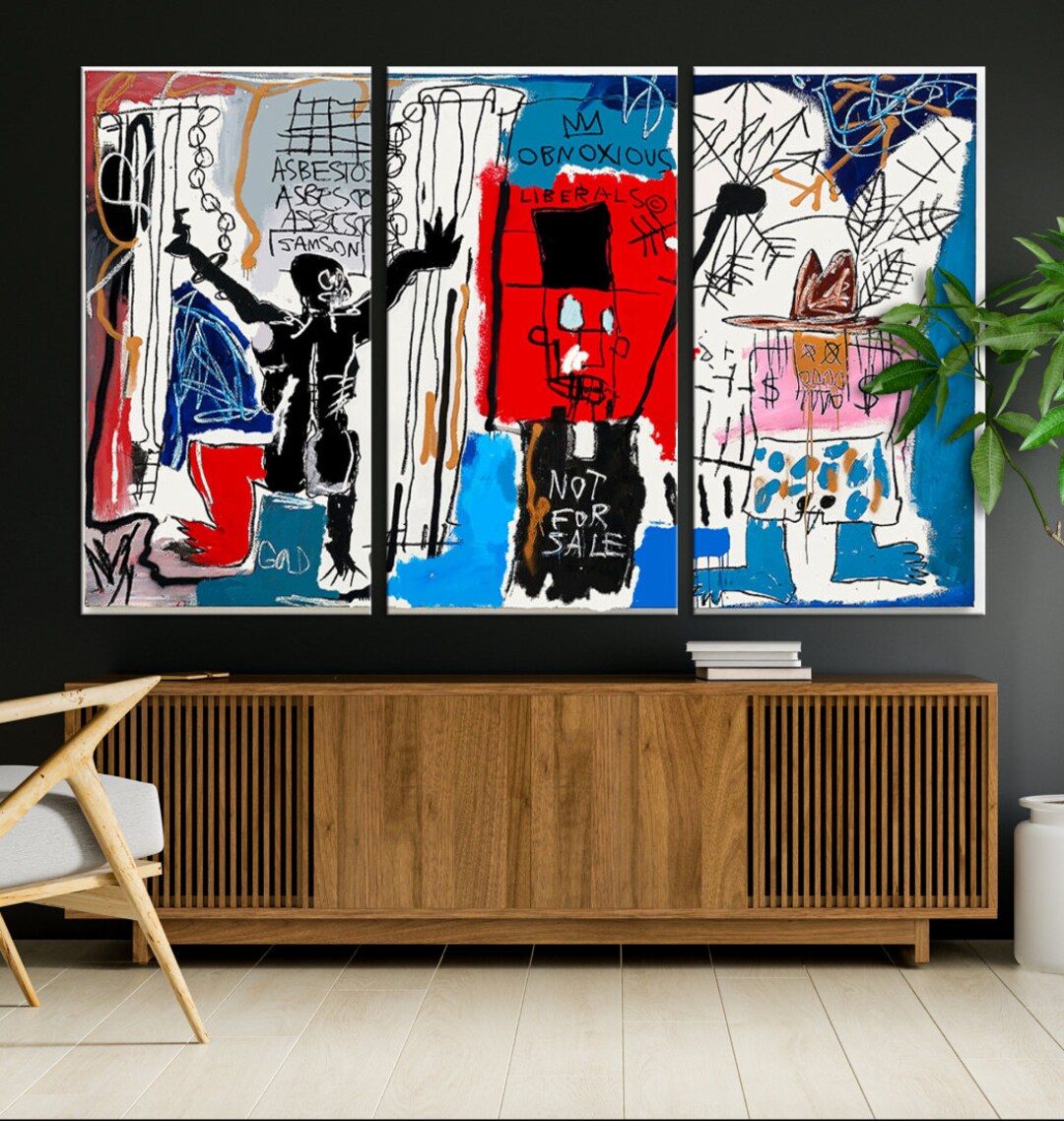 Jean-michel Basquiat Style Wall Art, Street Graffiti Abstract Canvas ...
