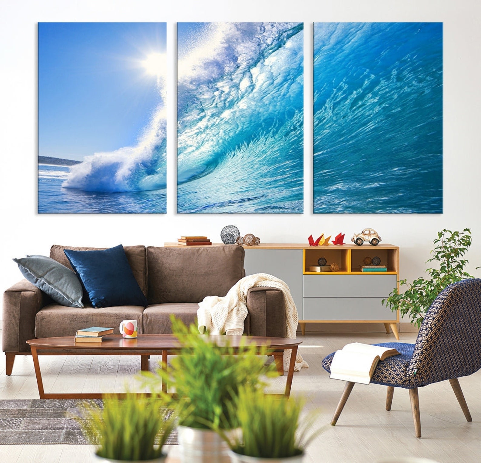 Ocean Wave Triptych Canvas Print – Coastal Beach House Wall Art - Etsy
