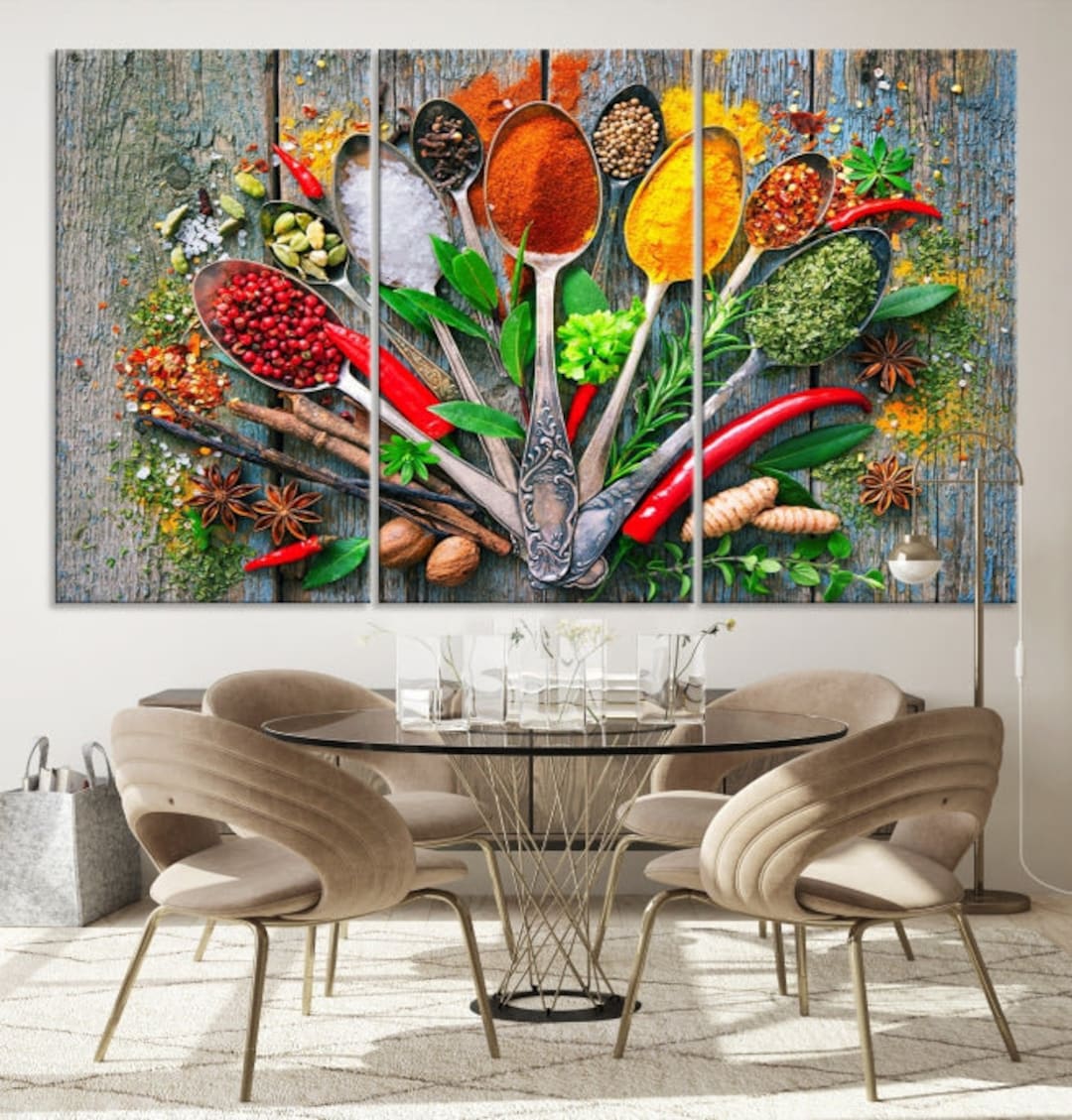 Kitchen Wall Art Spoonful of Spices Large Cooking Wall Art Canvas Print ...