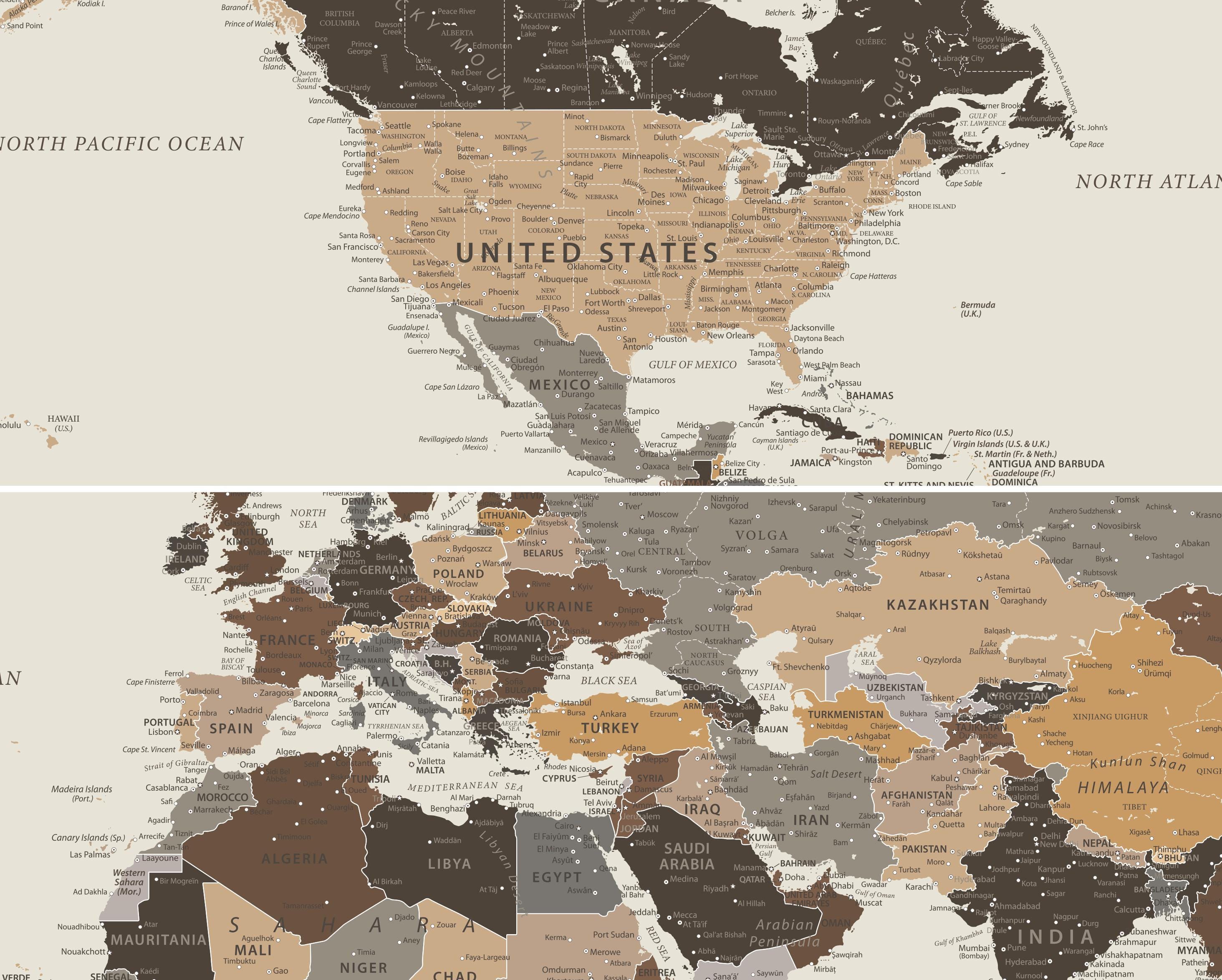 Custom World Map Canvas Print, Map of the World, Personalized World Map ...
