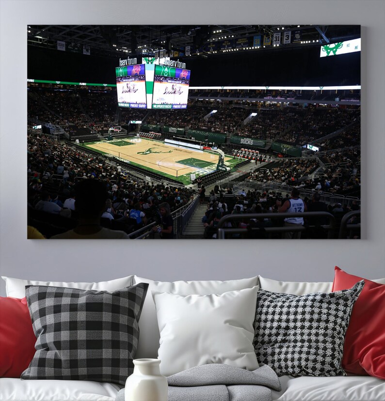 Fiserv Forum Wall Art Print Milwaukee Bucks Stadium Wall Art Canvas ...