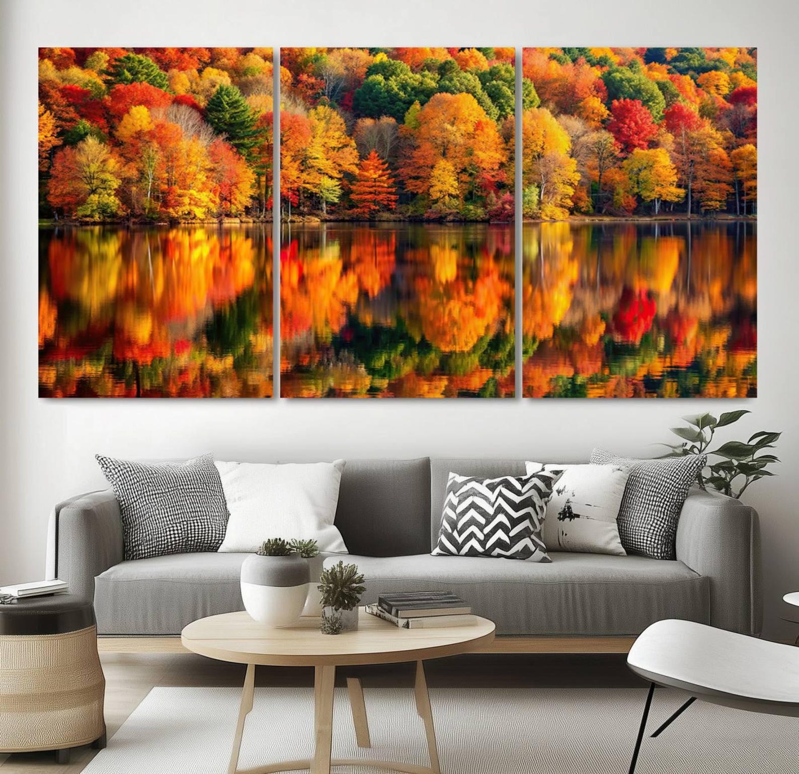 Vibrant Autumn Reflection Canvas Print, Stunning Fall Foliage Wall Art ...