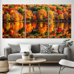 Vibrant Autumn Reflection Canvas Print, Stunning Fall Foliage Wall Art ...