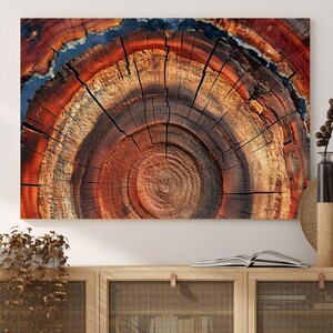 Wood Tree Ring Wall Art, Rustic Wood Wall Art, Canvas Print Wall Decor ...