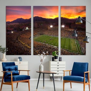 Folsom Field Stadium Canvas Wall Art - Game Day View Mountain Backdrop ...
