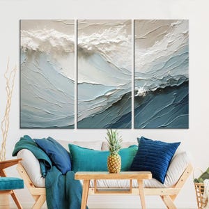 Waves Abstract Wall Art Print, Modern Nautical Canvas Print, Framed ...