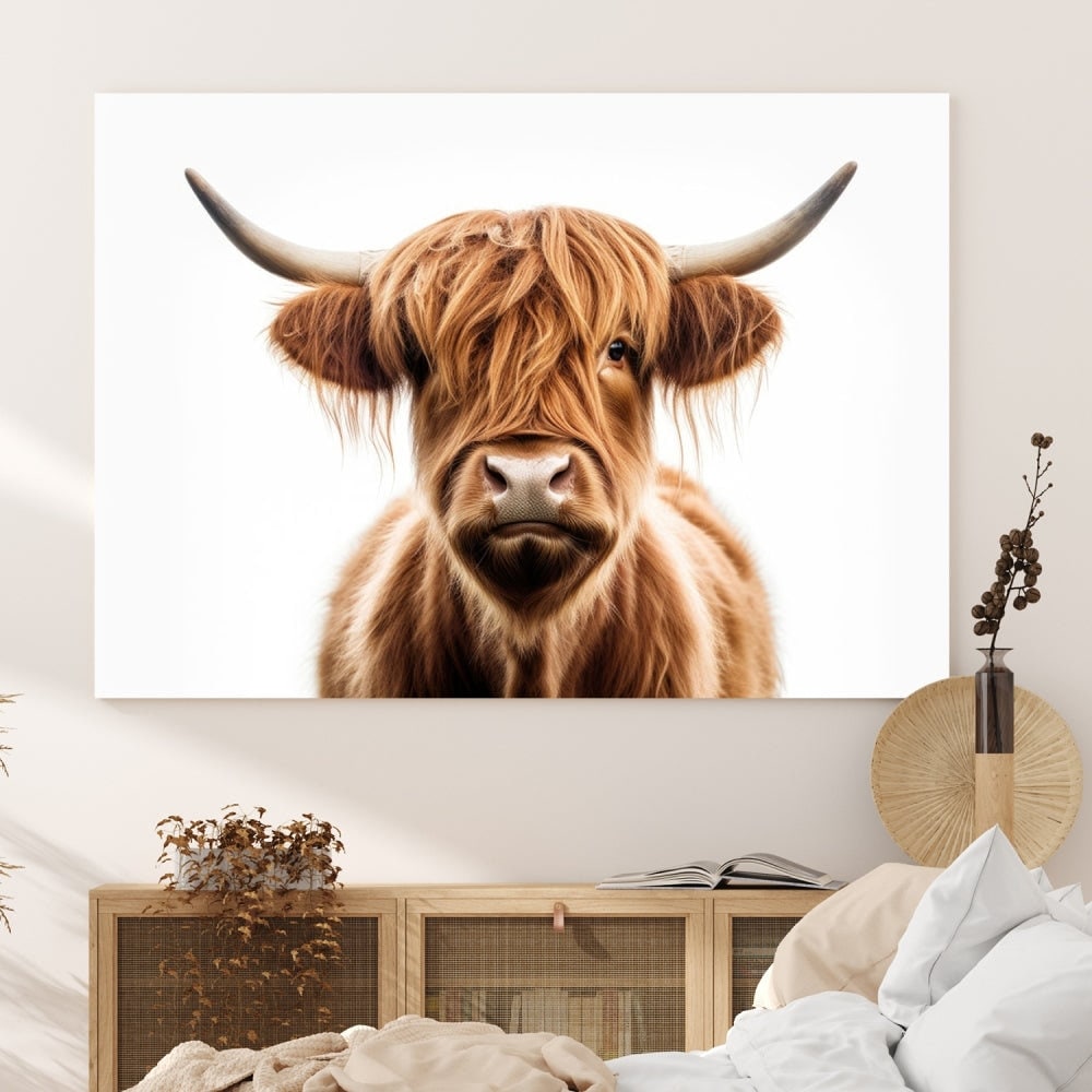 Scottish Highland Cow Canvas Print Scotland Cow Wall Art Rustic Wall ...